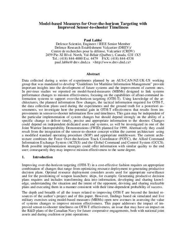 (PDF) Model-based Measures for Over-the-horizon Targeting with Improved ...