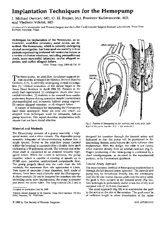 (PDF) Implantation techniques for the Hemopump