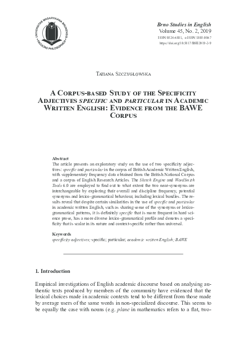 (PDF) A corpus-based study of the specificity adjectives specific and ...