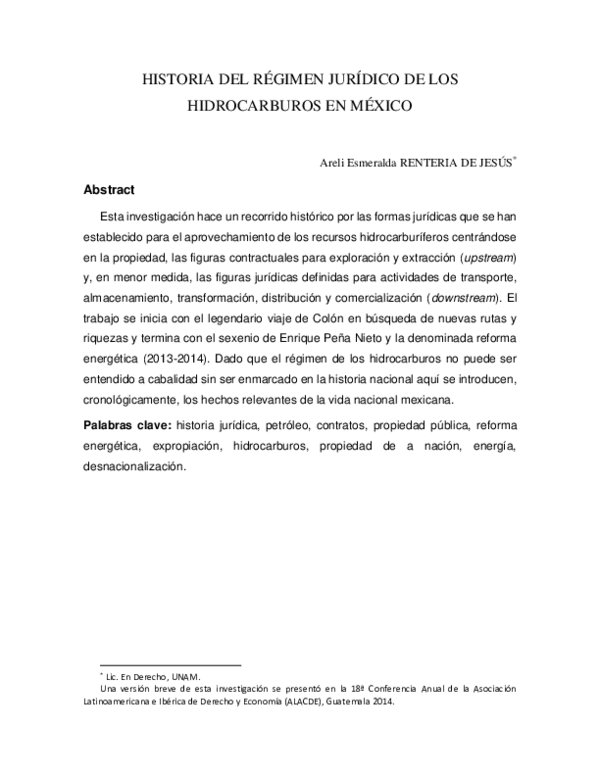 (PDF) HISTORIA DEL RÉGIMEN JURÍDICO DE LOS HIDROCARBUROS EN MÉXICO