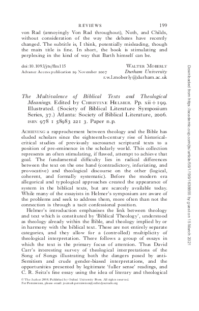 (PDF) The Multivalence of Biblical Texts and Theological Meanings ...