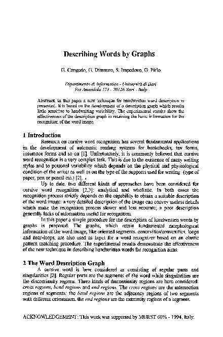 (PDF) Describing words by graphs