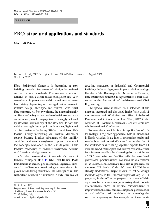 (PDF) FRC: structural applications and standards