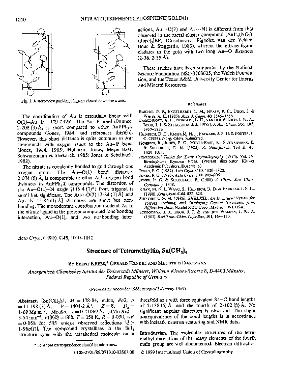 (PDF) Structure of tetramethyltin, Sn(CH3)4