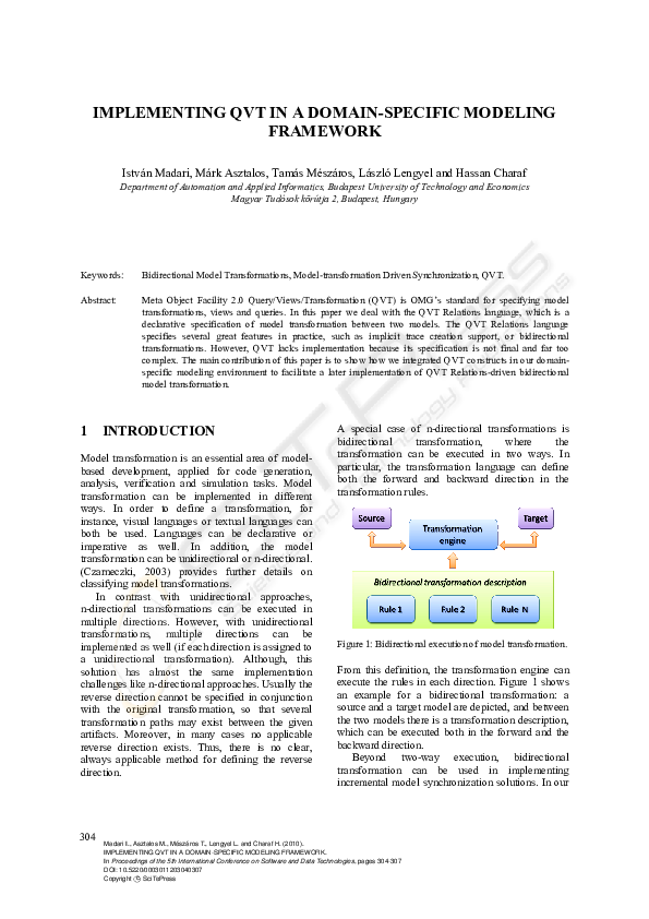 (PDF) Implementing QVT in a Domain-specific Modeling Framework