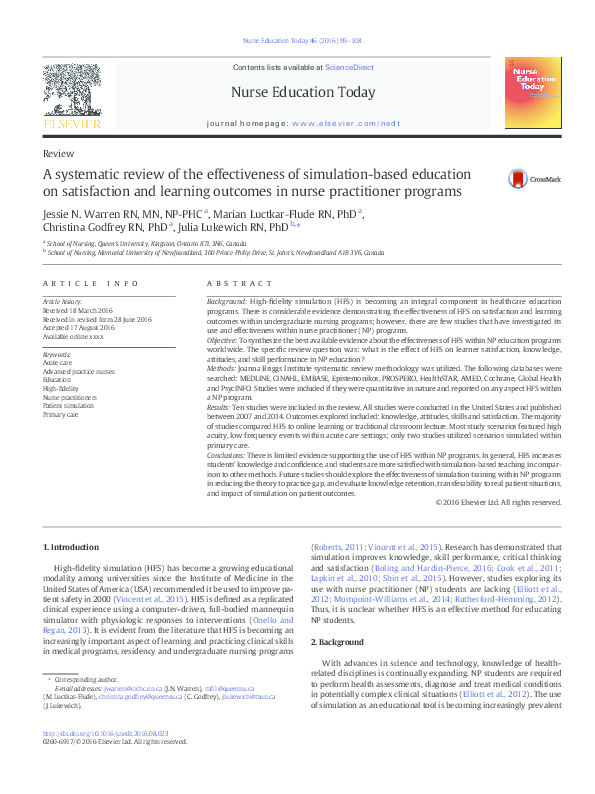 (PDF) A Systematic review of the effectiveness of simulation-based ...