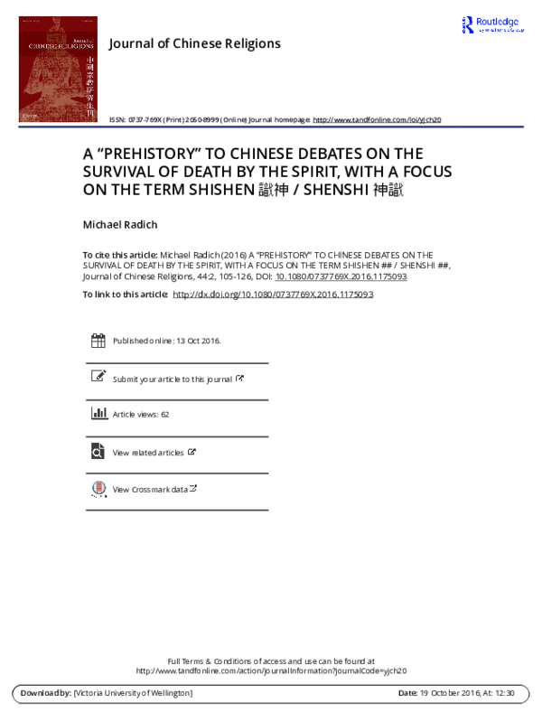 (PDF) Radich, Michael. “A ‘Prehistory’ to Chinese Debates on the ...