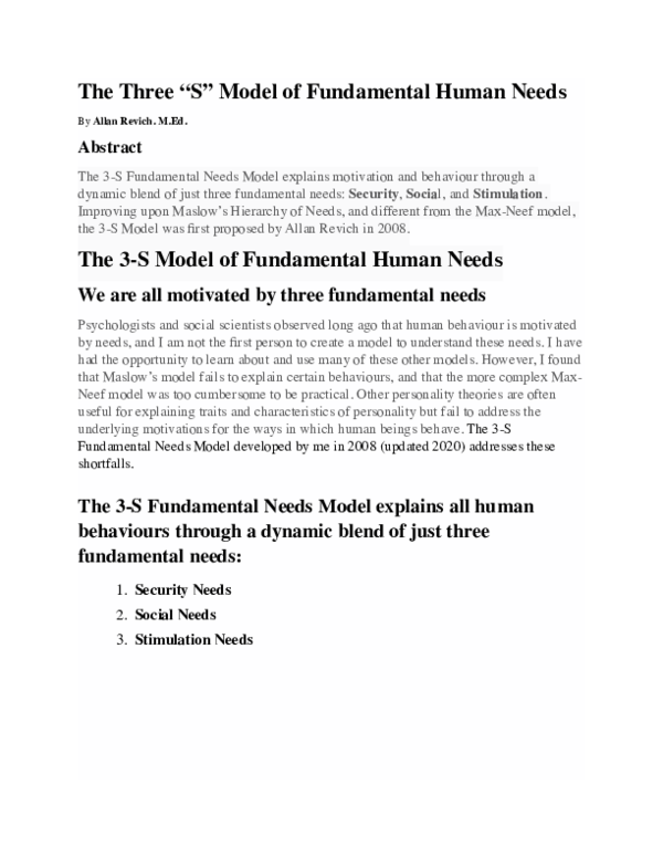 PDF The Three S Model Of Fundamental Human Needs Allan Revich pdf-the-three-s-model-of-fundamental-human-needs-allan-revich