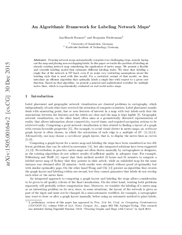 (PDF) An Algorithmic Framework for Labeling Network Maps