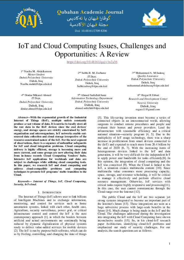 (PDF) IoT and Cloud Computing Issues, Challenges and Opportunities: A Review