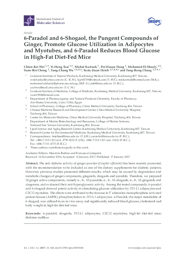 (PDF) 6-Paradol and 6-Shogaol, the Pungent Compounds of Ginger, Promote ...