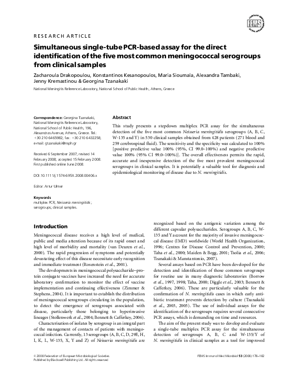 (PDF) Simultaneous single-tube PCR-based assay for the direct ...
