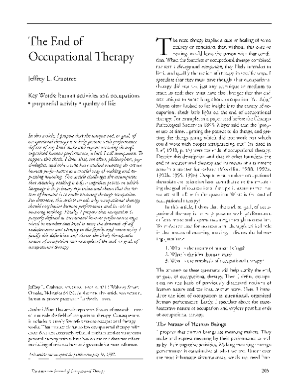 (PDF) The End of Occupational Therapy