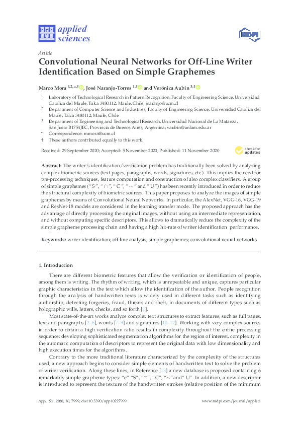 Pdf Convolutional Neural Networks For Off Line Writer Identification Based On Simple Graphemes