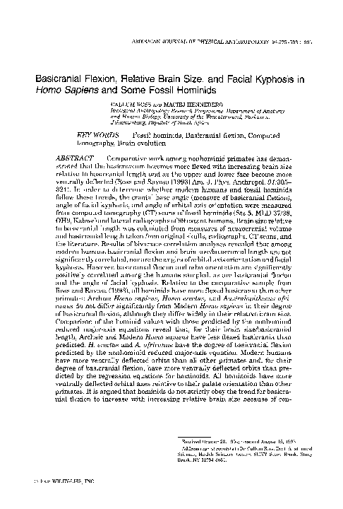 (PDF) Basicranial flexion, relative brain size, and facial kyphosis ...