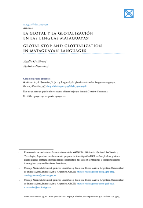 (PDF) GLOTAL STOP AND GLOTTALIZATION IN M ATAGUAYAN L ANGUAGES
