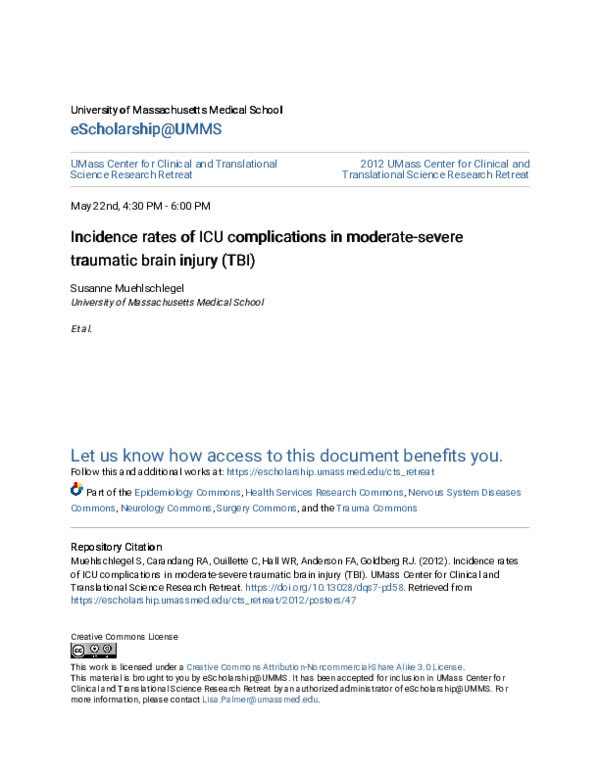 (PDF) Incidence rates of ICU complications in moderate-severe traumatic ...