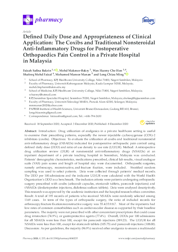 (PDF) Defined Daily Dose and Appropriateness of Clinical Application ...