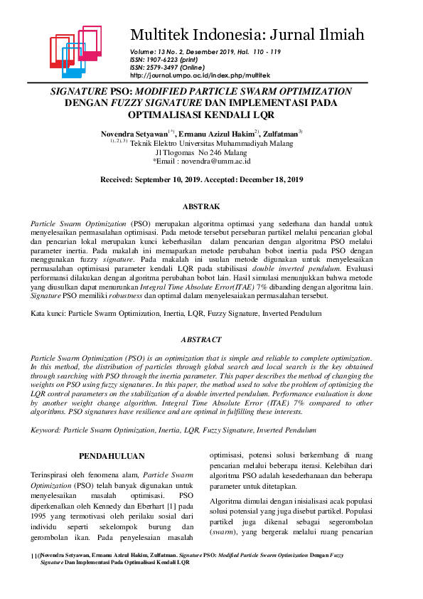 (PDF) Signature Pso: Modified Particle Swarm Optimization Dengan Fuzzy Signature Dan ...