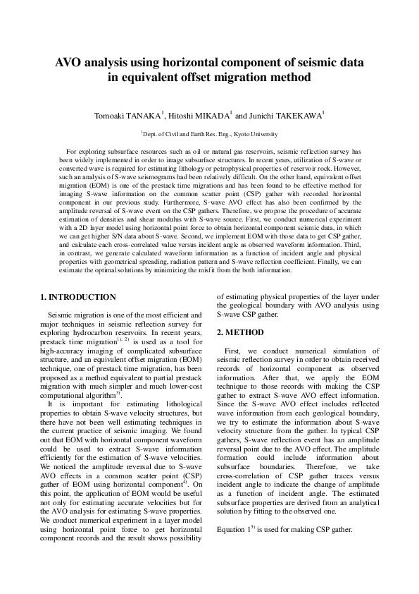 (PDF) AVO analysis using horizontal component of seismic data in ...
