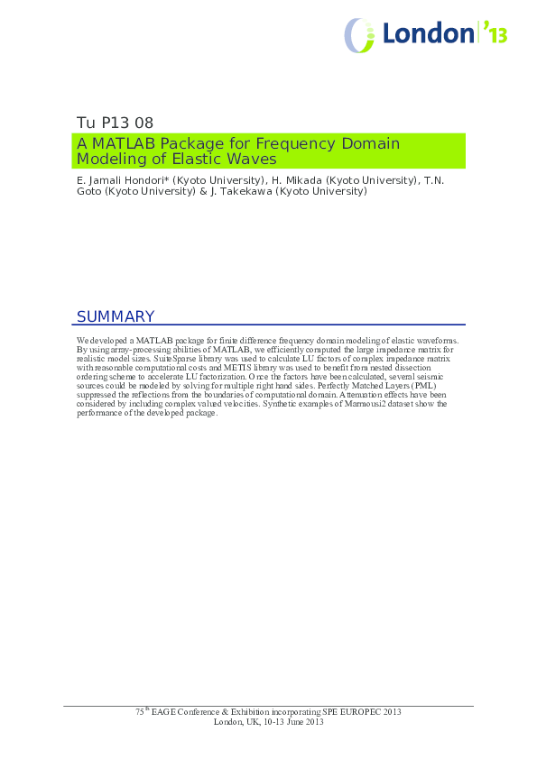 Pdf A Matlab Package For Frequency Domain Modeling Of Elastic Waves