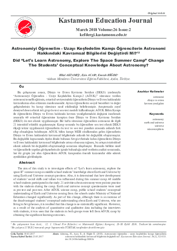 (PDF) Did “Let's Learn Astronomy, Explore The Space Summer Camp” Change ...