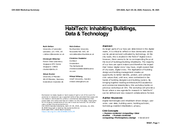 (PDF) HabiTech: Inhabiting Buildings, Data & Technology
