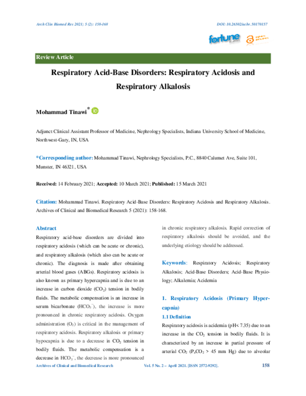(PDF) Respiratory Acid-Base Disorders: Respiratory Acidosis and ...