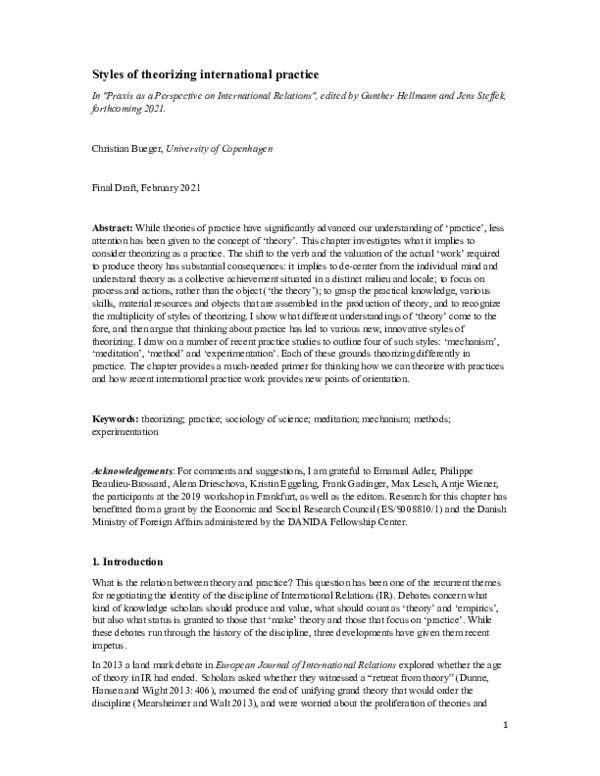 (PDF) Styles of theorizing practice