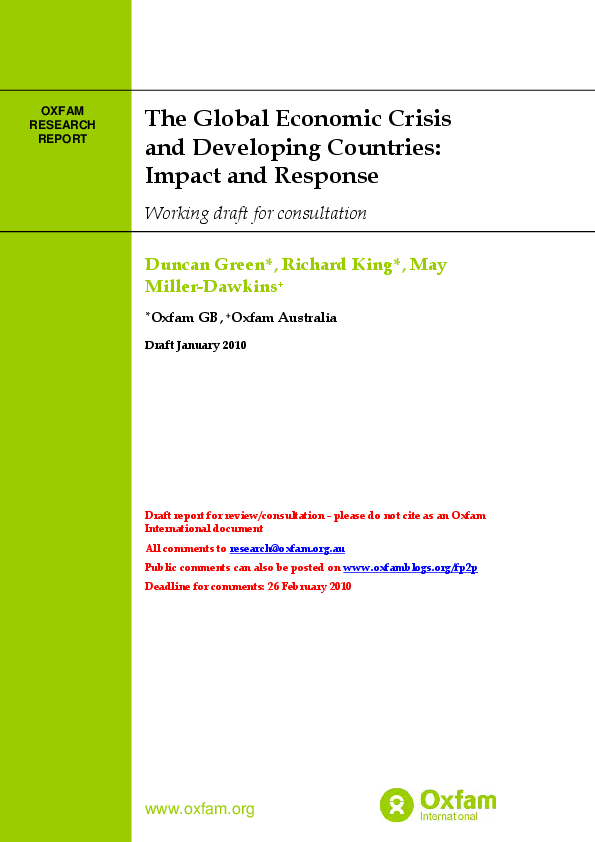 (PDF) The global economic crisis and developing countries: Impact and ...