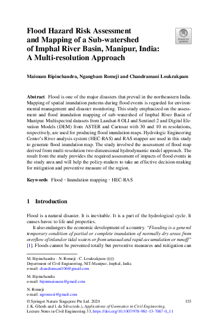 (PDF) Flood Hazard Risk Assessment and Mapping of a Sub-watershed of Imphal River Basin, Manipur ...