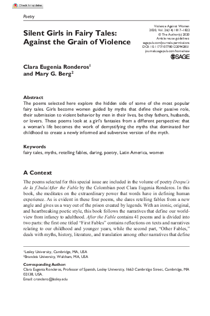 (PDF) Silent Girls in Fairy Tales: Against the Grain of Violence A Context
