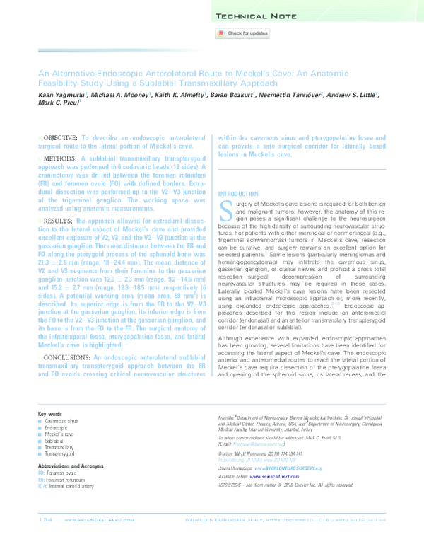 (PDF) An Alternative Endoscopic Anterolateral Route to Meckel's Cave ...