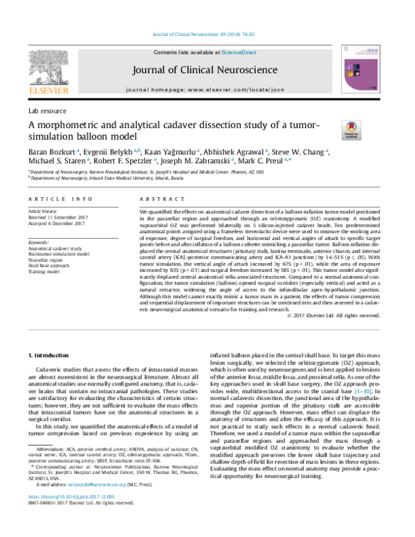 (PDF) Lab resource A morphometric and analytical cadaver dissection ...