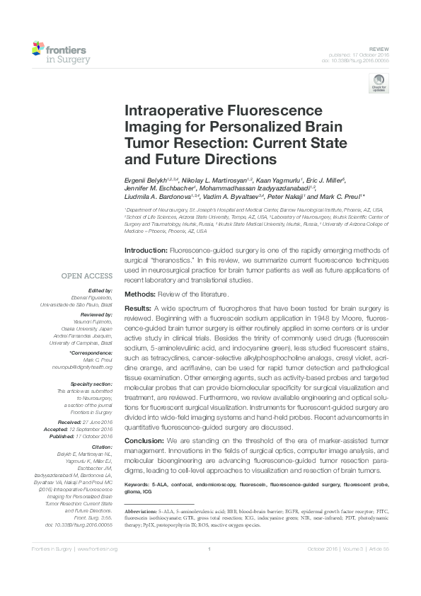 (PDF) Intraoperative Fluorescence Imaging for Personalized Brain Tumor ...