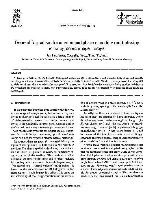 (PDF) General formalism for angular and phase-encoding multiplexing in ...
