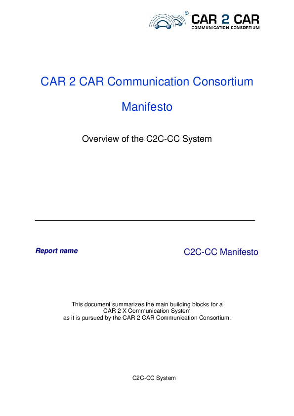 (PDF) Car-2-car communication consortium-manifesto