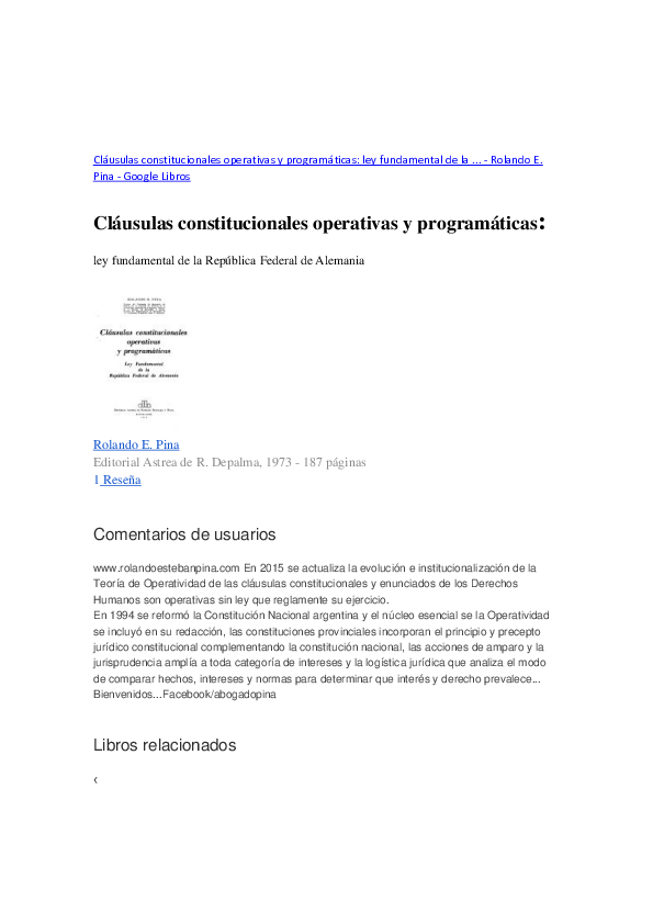 (PDF) Cláusulas constitucionales operativas y programáticas: ley ...