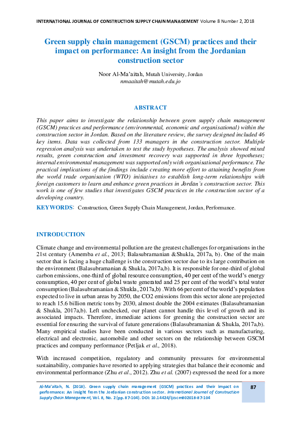 (PDF) Green supply chain management (GSCM) practices and their impact ...