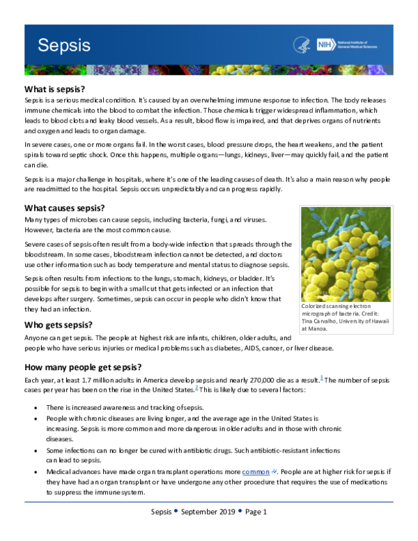 (PDF) Sepsis Fact Sheet