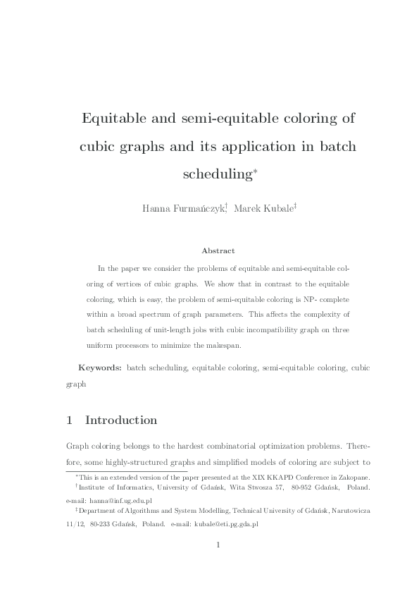 (PDF) Equitable and semi-equitable coloring of cubic graphs and its ...