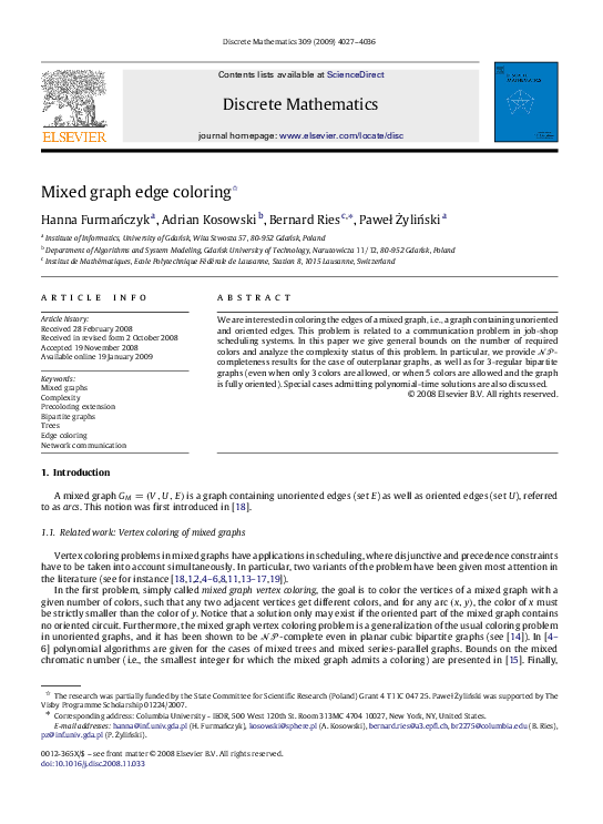(PDF) Mixed graph edge coloring