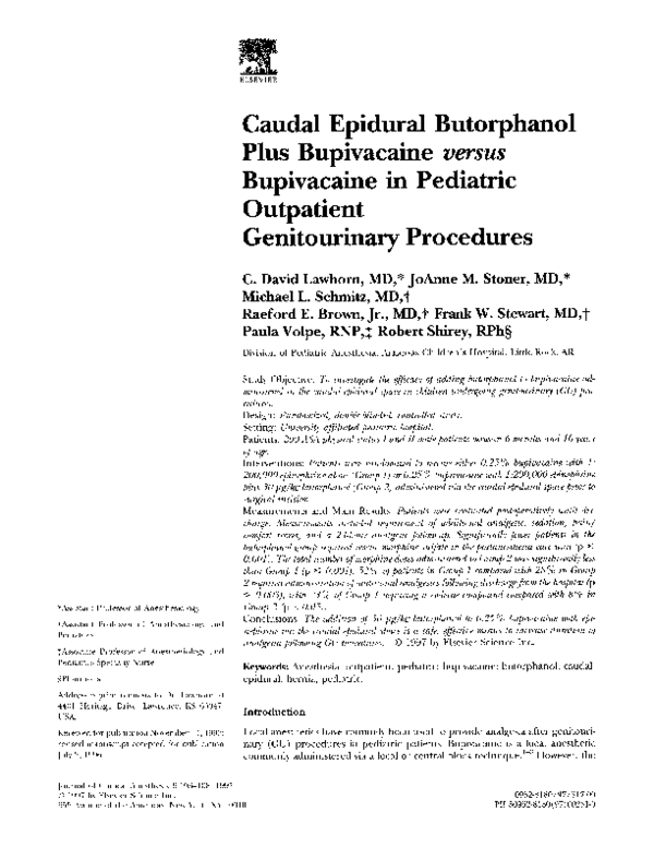 (PDF) Caudal epidural butorphanol plus bupivacaine versus bupivacaine ...