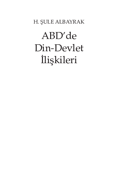 (PDF) ABD'de Din-Devlet İlişkileri