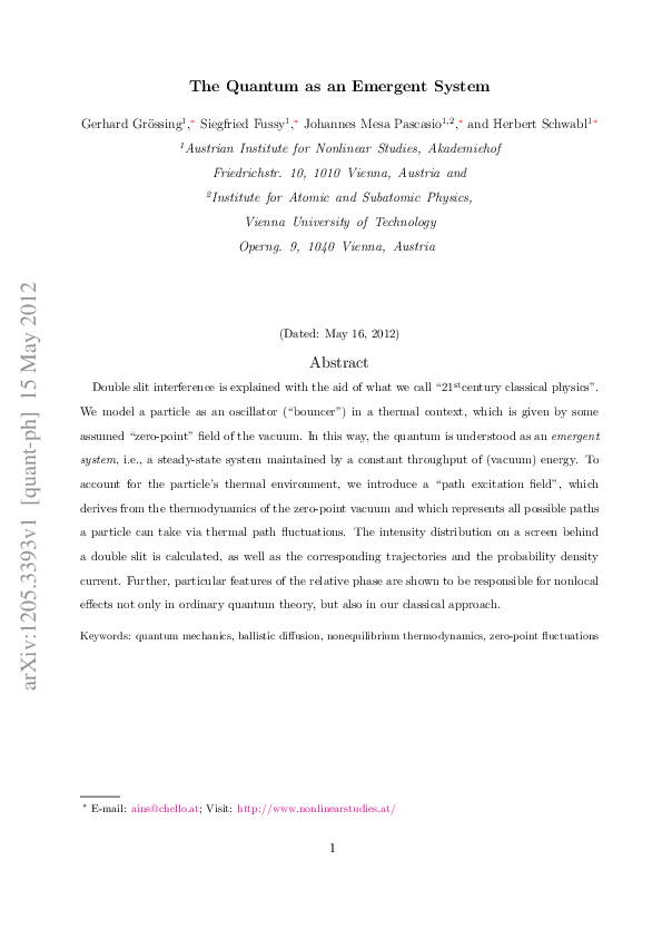 (PDF) The Quantum as an Emergent System