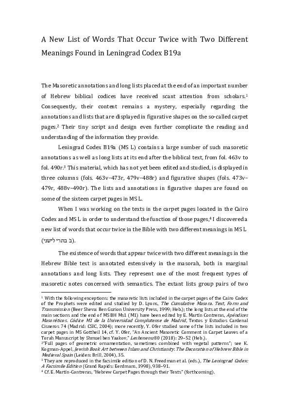 (PDF) A New List of Words that Occur Twice with Two Different Meanings ...