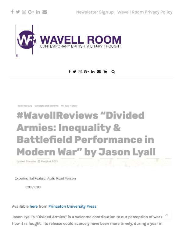 (PDF) Divided Armies: Inequality & Battlefield Performance in Modern ...