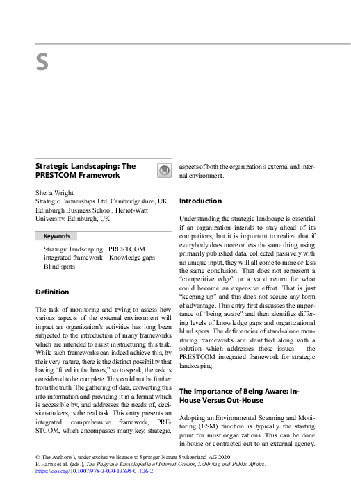 (PDF) 2020: Strategic Landscaping: The PRESTCOM Framework by Sheila ...