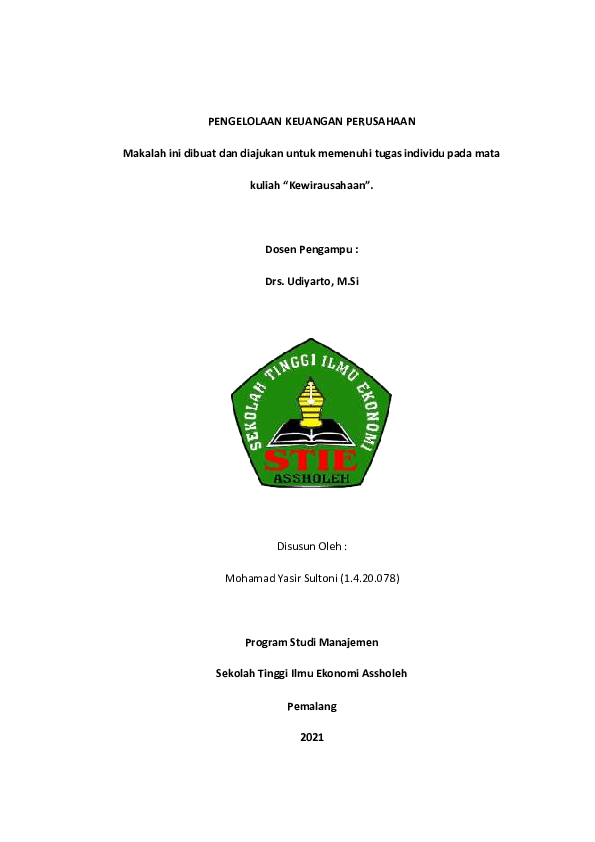 (PDF) PENGELOLAAN KEUANGAN PERUSAHAAN