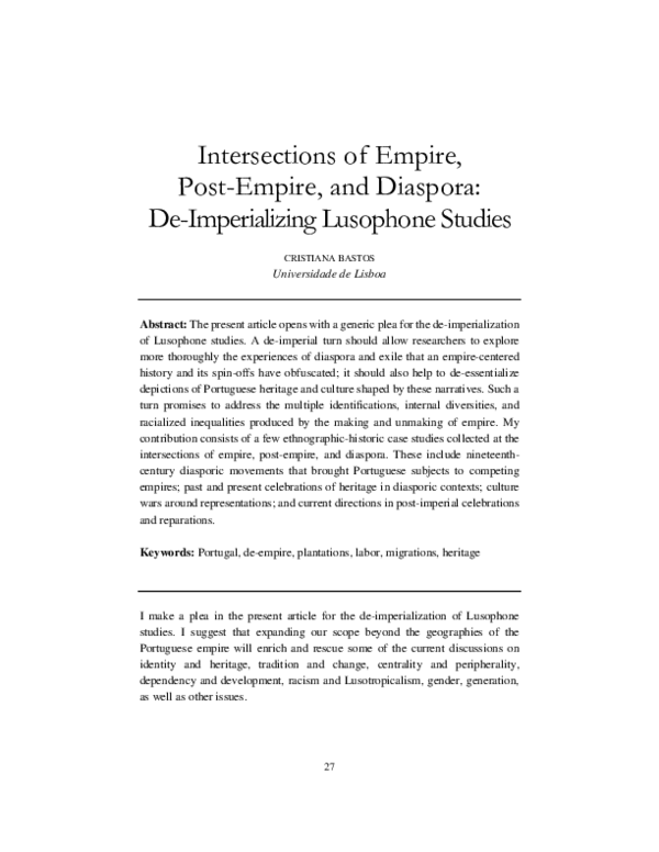 (PDF) Intersections of Empire, Post-Empire, and Diaspora: De ...